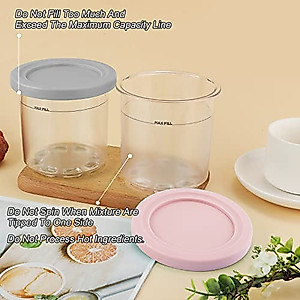 2 Pack Replacement Containers for Ninja Creami Pints and Lids, Reusable Ice Cream Containers with Lids Creami Containers Compatible with NC301 NC300 NC299AMZ Series Ice Cream Maker (Pink, Gray)