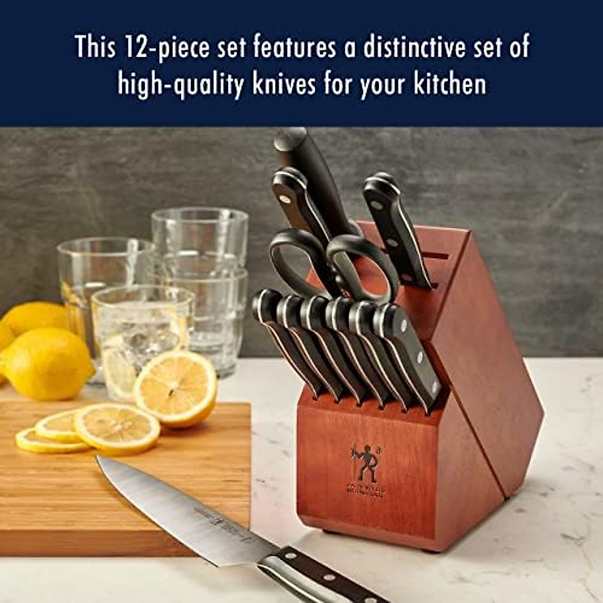 HENCKELS Solution Razor-Sharp 12-pc Knife Set, Chef Knife, Bread Knife, Steak Knife, German Engineered Informed by 100+ Years of Mastery