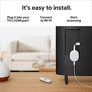 Chromecast with Google TV (4K)- Streaming Stick Entertainment with Voice Search - Watch Movies, Shows, and Live TV in 4K HDR - Snow