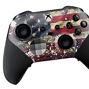 Tattered Flag X-box Elite Controller Series 2 Limited Edition by DreamController. Custom Elite Series 2 Controller for X-box One/Series X/S. with Advanced Hydro-Dip Paint Technology (Not Just a Skin)