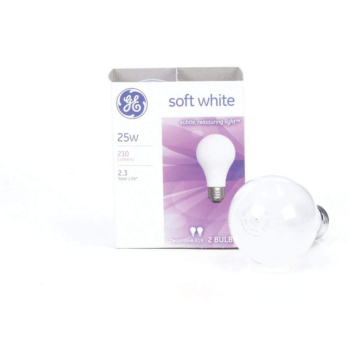 GE Classic 25-Watt Dimmable A19 Frosted Light Fixture Incandescent Light Bulb (2-Pack) E26 Medium Base 32457