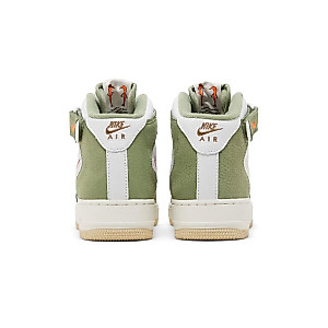 Nike mens Air Force 1 Mid Qs, White/Oil Green/Sail/Total Ora, 13