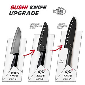 aya Sushi Making Kit - Original Bazooka Kit - Sushi Knife - Video Tutorials - Sushi Maker - 2 Bamboo Mats - Paddle Spreader - 5 x Chopsticks
