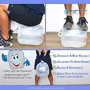 WaterStorageCube BPA-Free Collapsible Water Container with Spigot, Food-Grade Camping Water Storage Carrier Jug for Outdoors Hiking Hurricane Emergency, Foldable Portable Water Canteen (5.3 Gallon)