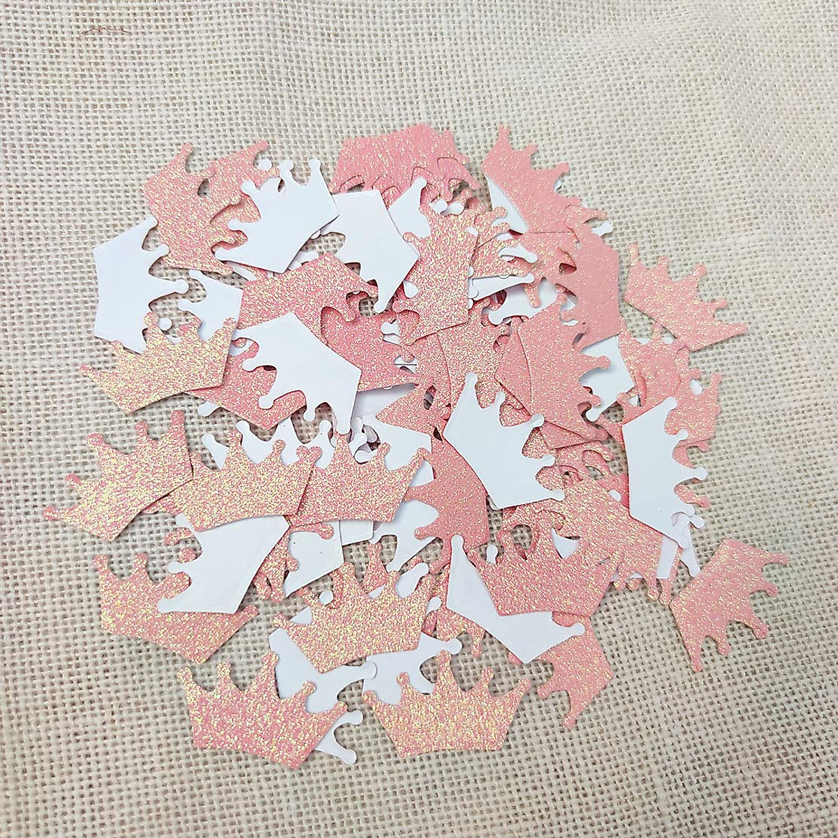 Mybbshower Glitter Pink Tiara Crown Stickers for Princess Birthday Party Envelope Sealing Adhesive Labels for School 1 4/5 Inch Pack of 100