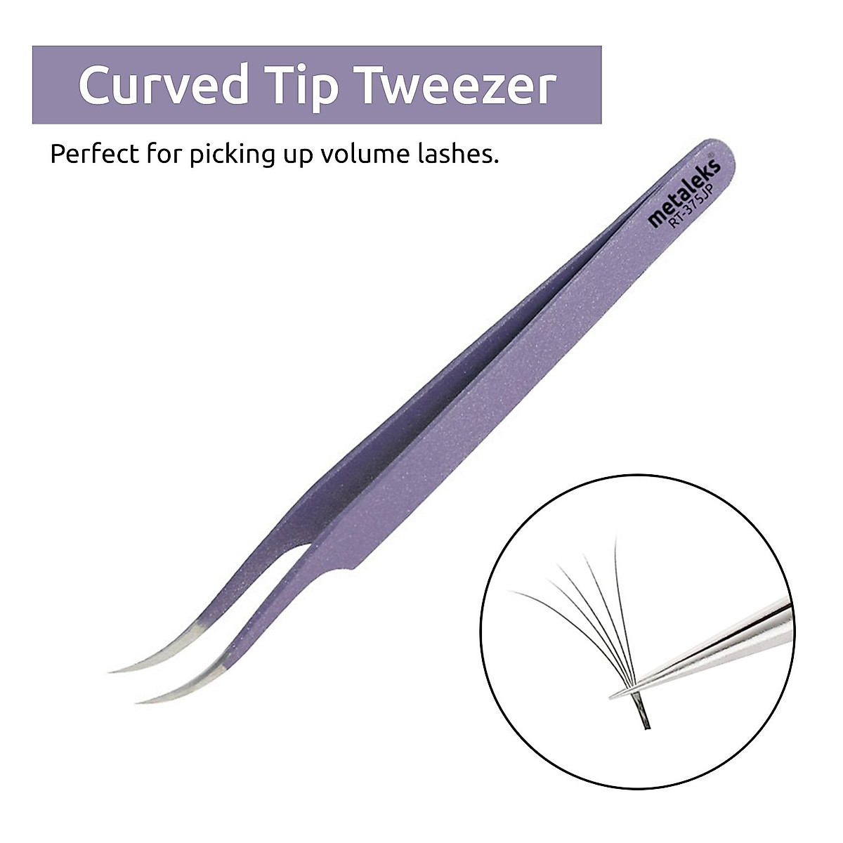 Eyelash Extension Tweezers Surgical Stainless Steel with Metallic Purple Powder Coating (Curved Tip).