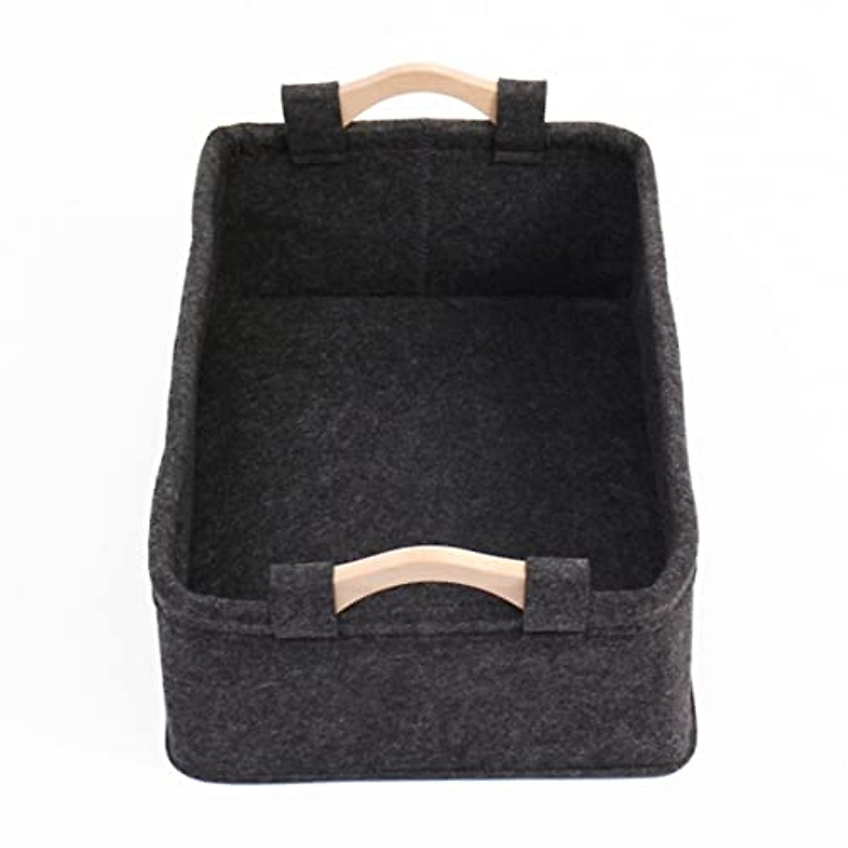 Muellery Storage Basket Decorative Wooden Fabric Tray Storage 15.6x10.2in(37x26cm) Black TPAF119851