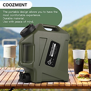 COOZMENT 3.2 Gallon (12L) Portable Water Containers with Spigot, BPA Free Water Jug, Military Green Water Tank, Multifunction Water Storage Containers for Camping Outdoor Hiking,Emergency Stroage