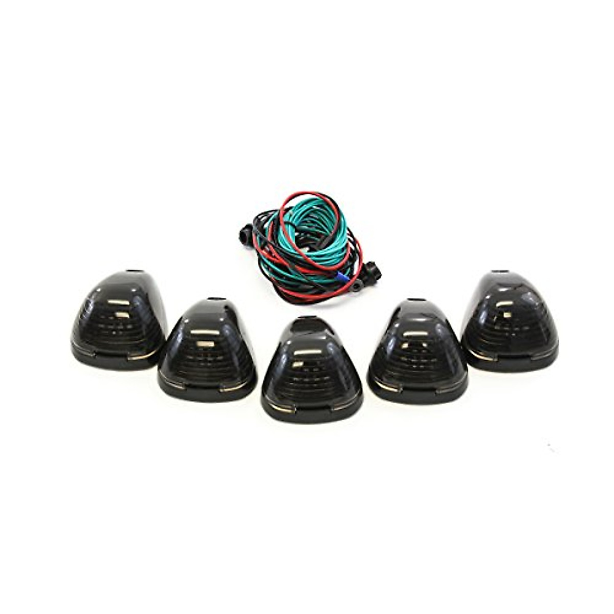 Red Hound Auto Compatible with Ford Super Duty 1999-2016 5-Piece Smoked Lens Amber LED Cab Roof Running Marker Light Set Complete Kit with Wiring Harness