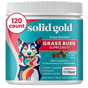 Solid Gold Dog Urine Neutralizer for Lawn Chews - Grass Guardian with Urinary Tract, Kidney, Bladder, and pH Support to Reduce Grass Pee Spots & Grass Burn - 120 Count