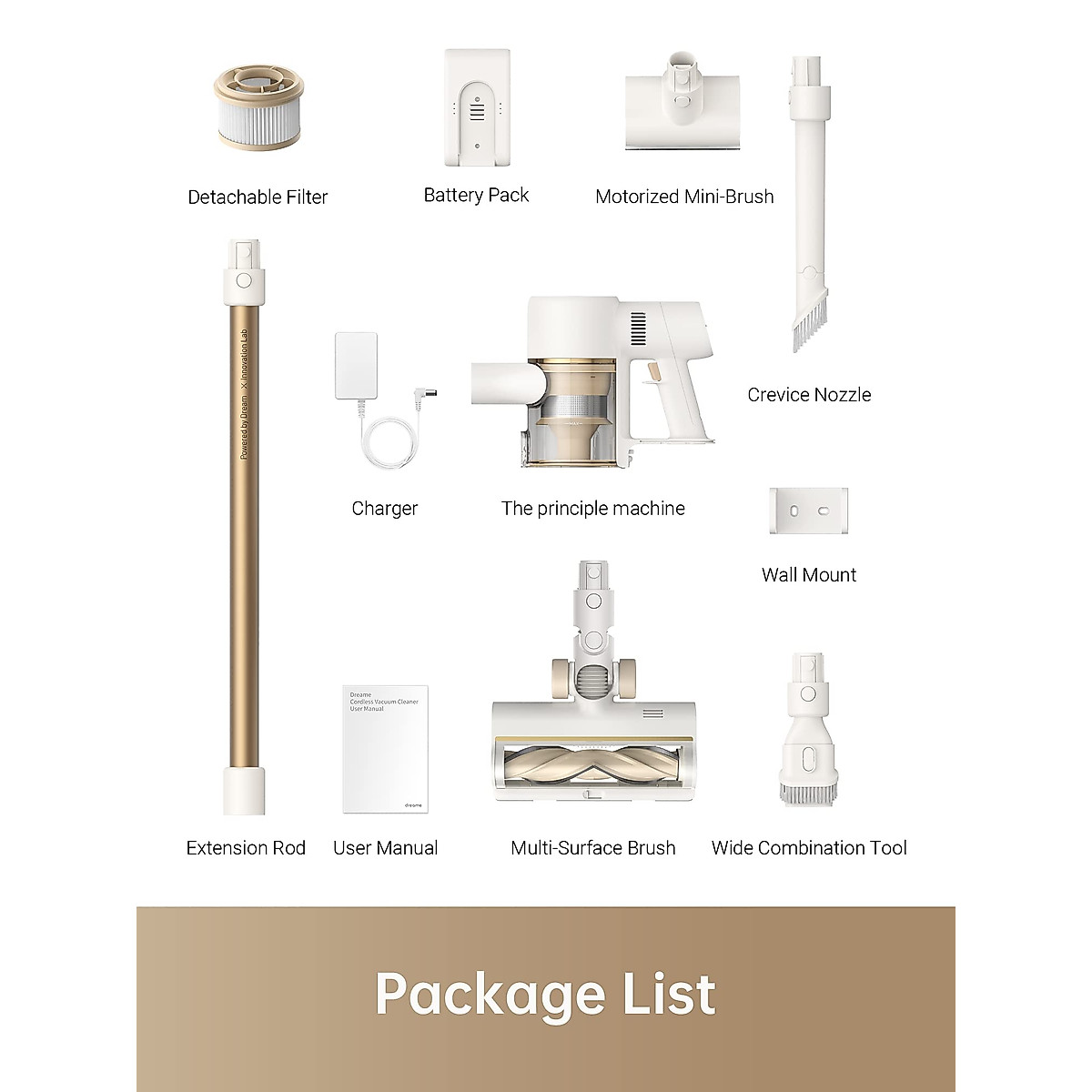 DREAME R10 Cordless Vacuum Cleaner, 120AW Powerful Stick Vacuum with Led Headlights, Anti-Tangle Brush, Up to 60 Mins Rechargeable Battery, Handheld Vacuum Deep Clean Hair, Hard Floor, Carpet