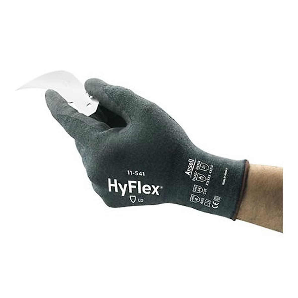 Ansell Healthcare 11541090 Series 11-541 HyFlex Glove, Silicone Free Spandex, Textured Polyester Knitwrist, 18 Gauge, Size 9 (Pack of 144)