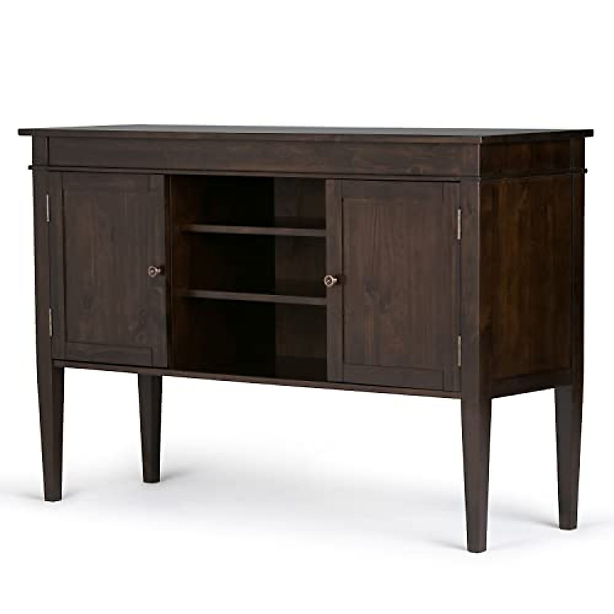 SIMPLIHOME Carlton SOLID WOOD 54 Inch Wide Transitional TV Media Stand in Dark Tobacco Brown for TVs up to 60 Inches, For the Living Room and Entertainment Center