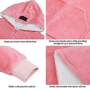 JOYWOO Wearable Blanket Hoodie, Oversized Hoodie Sweatshirt Blanket for Adults Women Men, Gift, Cozy and Fuzzy Sherpa Hoodie Blanket with Zipper and Giant Pocket