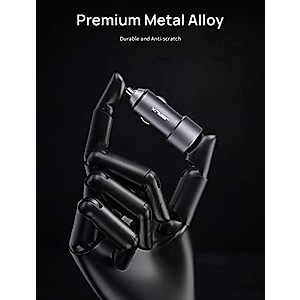 Car Charger, Car USB Charger 36W Fast Charging, JSAUX Metal Dual QC 3.0 Car Adapter with USB-C Cable[3.3ft] Compatible with Samsung Galaxy S10/S9/S8 Plus, Note 9/8, iPhone 7/8/X/XR-Grey