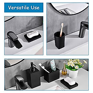 5-Piece Bathroom Accessory Set in Matte Black , Modern Design Decorative Bathroom Accessory Set, Including a Soap Dispenser, Two Tumbler Mouthwash Bathroom Cups, a Soap Dish and a Toothbrush Holder.