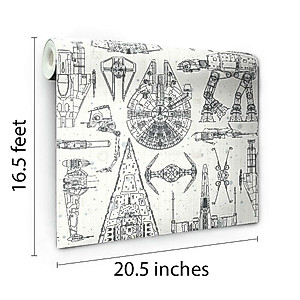 Star Wars Blueprint Blue Peel & Stick Wallpaper by RoomMates, RMK11036WP