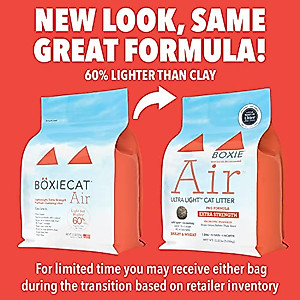 Boxiecat Air Lightweight Premium Clumping Cat Litter -Extra Strength- Scent Free- 11.5 lb- Plant-Based Formula- Stays Ultra Clean, Probiotic Powered Odor Control, 99.9% Dust Free