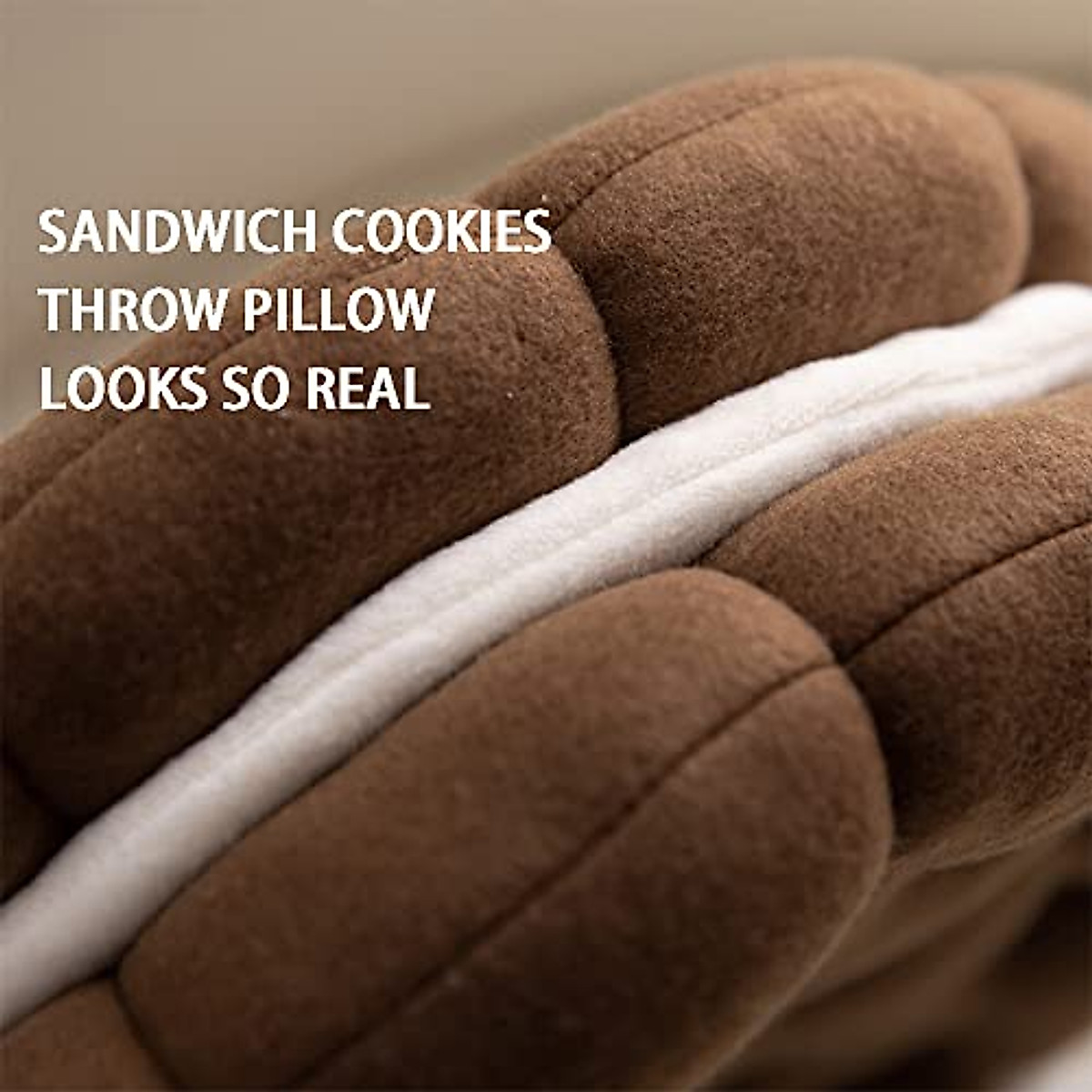 KedeLak Sandwich Biscuits Throw Pillows for Sofa Couch Brown Chocolate Biscuits Seat Cushions Cute Round Food Throw Pillows for Home Decoration