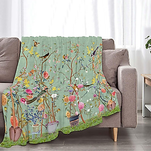 Exroozy Bird Floral Throw Blanket Flower Bird Blanket Gifts for Women Men Adults Kids Ultra Soft Cozy Warm Plush Fleece All Season Blanket Decoration for Couch Bed Sofa Chair Dorm 40''X50''