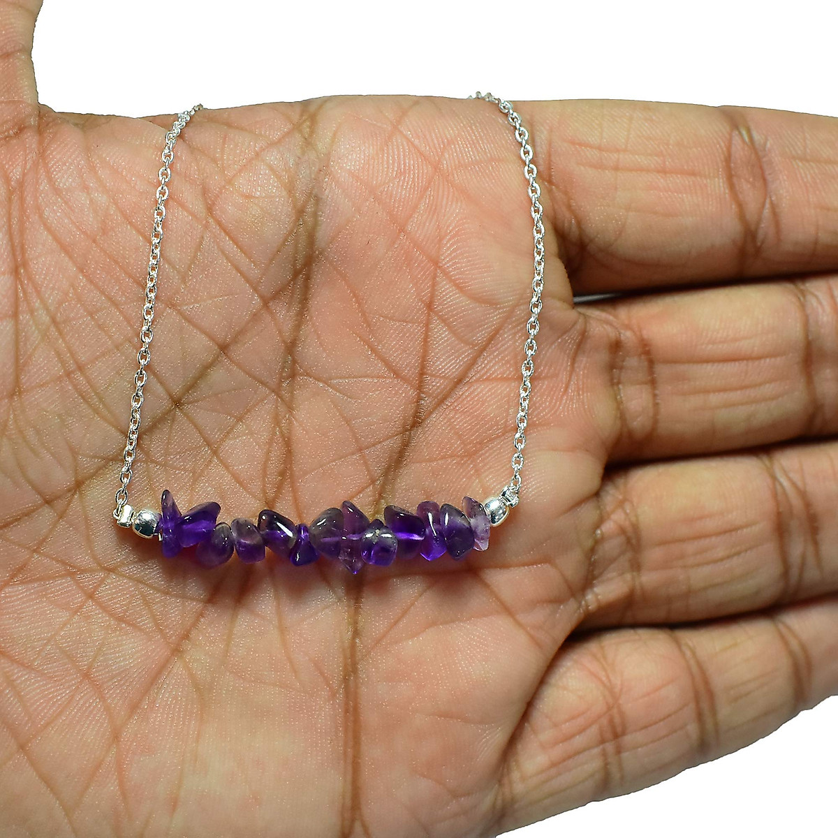 Gempires Natural Purple Amethyst Crystal Bracelet February Birthstone Gifts Hypoallergenic 8 Inch Silver Plated Lightweight Bracelets For Women