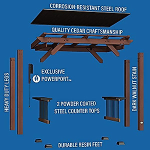 Backyard Discovery Saxony Wooden Grill Gazebo, Insulated Steel Roof, Cook Station, Barbeque, Patio, Deck, Withstand Wind and Snow, Corrosion Resistant, Reduce Heat Transfer, Power Ports