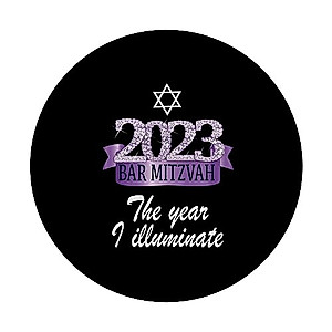 2023 Bar Mitzvah Quote Festive Black Purple Decor PopSockets Standard PopGrip