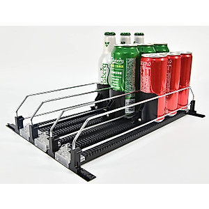 Drinks Organizer for Fridge - Refrigerator Bottle Can Organizer - Glide Pusher Home Refrigerator - Can Dispenser - Beverage Adjustable Organizer (3 Wide) SUND