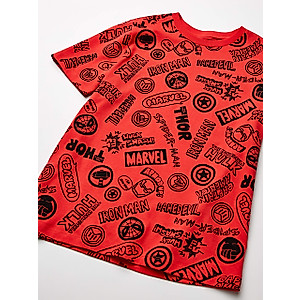 Amazon Essentials Disney | Marvel | Star Wars Boys' Short-Sleeve T-Shirts (Previously Spotted Zebra), Pack of 4, Marvel Heroes Print, X-Small