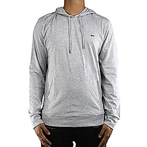 Lacoste Men's Long Sleeve Hooded Jersey Cotton T-Shirt Hoodie, Silver Heathered, XXXL