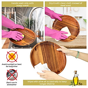 FANICHI Wooden plates (set of 3-11inch) Dinner Plates, Acacia Round Wood Plates, Unbreakable Classic Plates, Easy Cleaning & Lightweight for Dishes Snack, Dessert, Housewarming, Christmas Gift