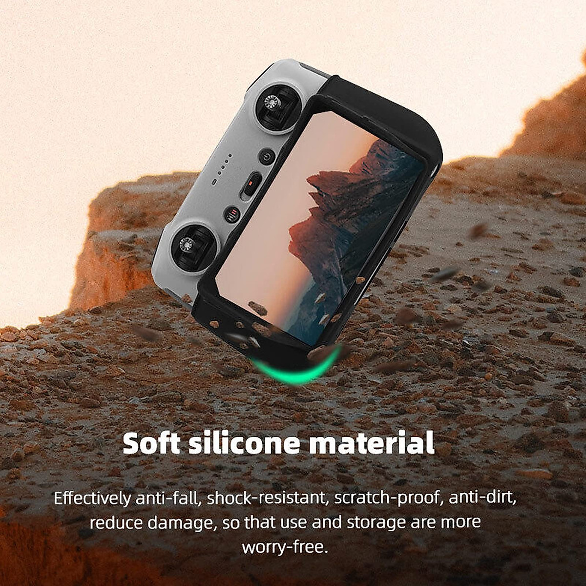 Drone Controller Silicone Cover, Precise Hole Anti Scratch Anti Drop Drone Controller Shading Hood Anti Deformation 3 Sides Blackout for Outdoor Shooting(Gray)