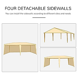 Outsunny Large 10' x 20' Gazebo Canopy Party Tent with 4 Removable Window Side Walls,Wedding, Picnic Outdoor Events-White