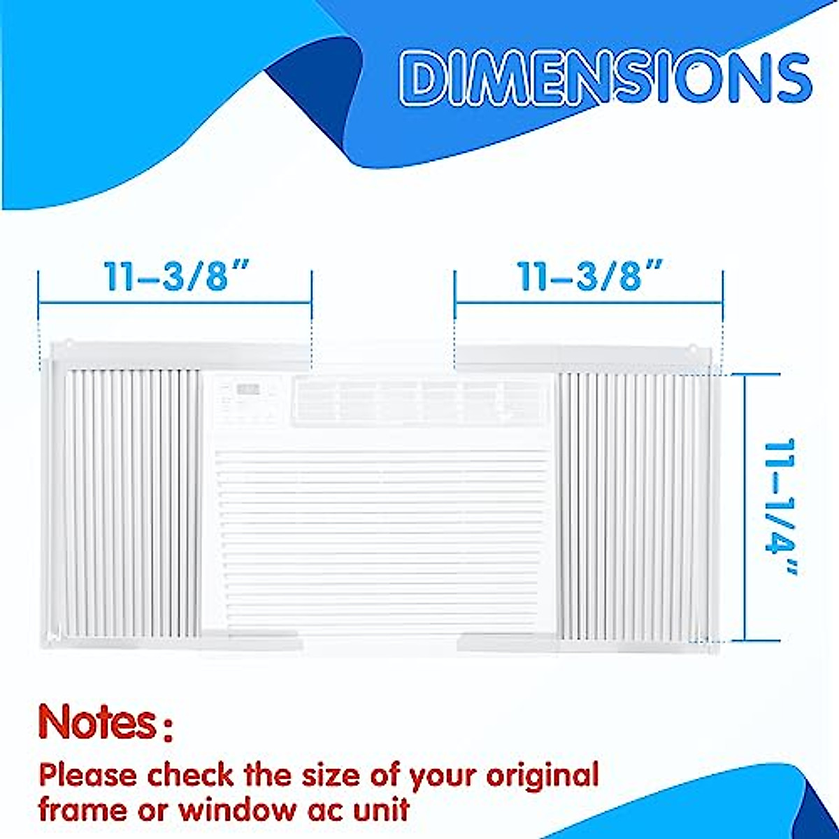 Air Jade Window Air Conditioner Side Panels with Frame, Window AC Side Panel Set for 5,000 Btu Units, Room Air Conditioner Accordion Filler Curtain Replacement Kit