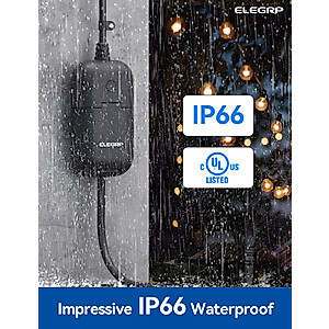 ELEGRP PQR10 Outdoor Smart Plug Waterproof IP66, WiFi Plug Compatible with Alexa & Google Assistant, Smart Outdoor Outlet for String Lights, No Hub Required, 400W Max, UL Certified, 1 Pack, Black