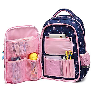 Kids Girls School Backpack with Chest Strap Princess Cute Big Elementary Bookbag (Medium, Royalblue)