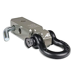AGENCY 6 Recovery Shackle Block Assembly 2 INCH Double Hole Powder Coat Grey - Hitch Receiver Block - Proudly Made in The USA with US Certified Materials - Includes Hitch pin and D-Ring