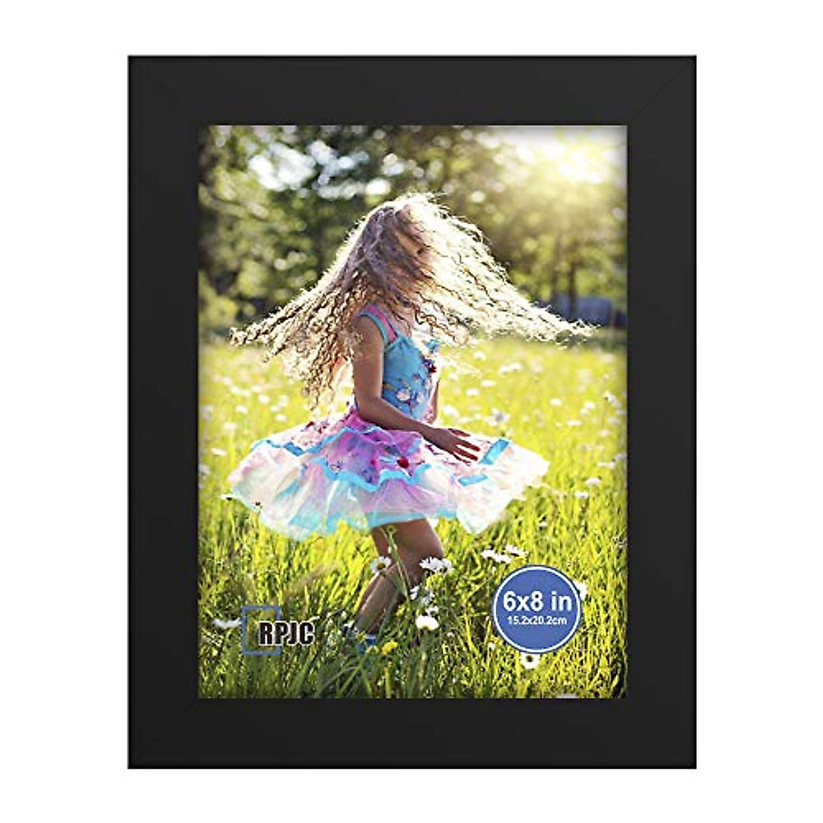 RPJC 6x8 inch Picture Frame Made of Solid Wood and High Definition Glass Display Pictures for Table Top Display and Wall Mounting Photo Frame Black