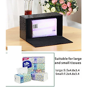 Cq acrylic Rectangular PU Leather Tissue Box Cover Holder,Modern Square Facial Tissue Holder Case Dispenser for Home and Car Decoration,Off White