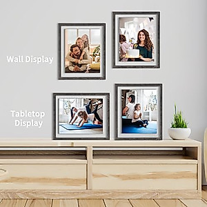 Trwcrt 8x10 Floating Picture Frame 2 Pack, Double Side Glass Picture Frames Display up to 10 x 12 Photos for Desktop or Wall Hanging, Gray