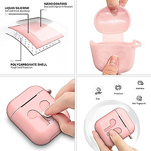 Airpods Case Pink,WQNIDE Airpods Accessories Set,12 in 1 Protective Silicone Cover and Skin for Apple Airpods Charging Case with Airpods Ear Hook Grips/Airpods Staps/Airpods Clips/Skin/Tips/Grips