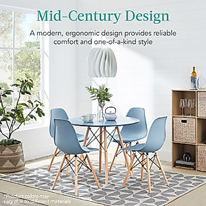 Best Choice Products 5-Piece Dining Set, Compact Mid-Century Modern Table & Chair Set for Home, Apartment w/ 4 Chairs, Plastic Seats, Wooden Legs, Metal Frame - Light Green/Oak