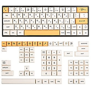 GTSP XDA Honey Milk Keycaps PBT Japanese Bee keycap 140-Key Set for Cherry MX Covers Fullsize 60% 65% 75% Keyboard（XDA/Honey Milk）