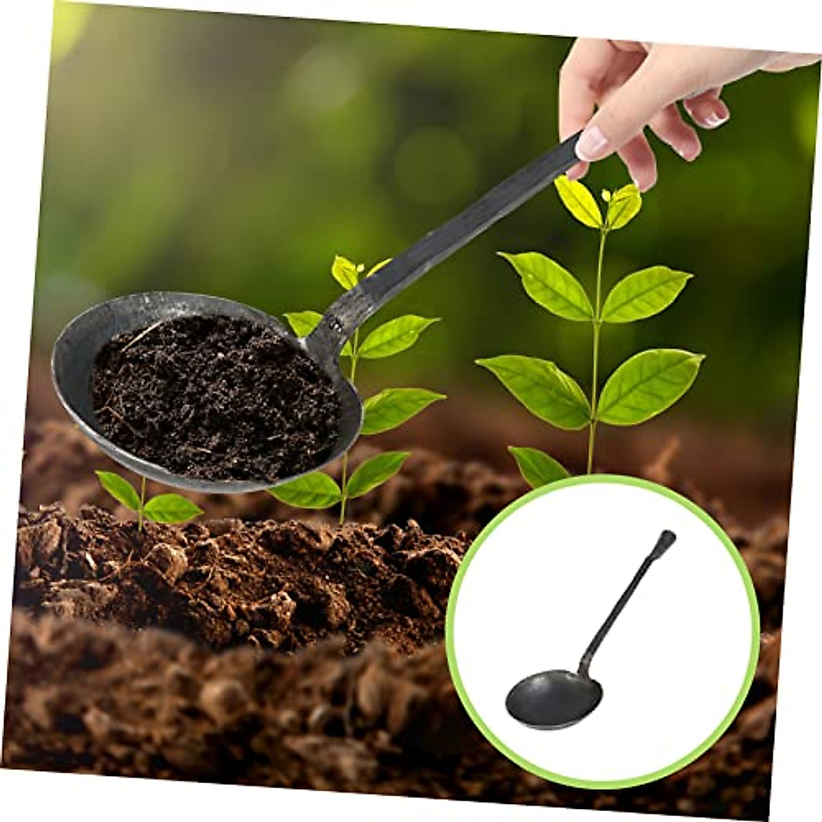GANAZONO Forged Iron Spoon Mini Scoop Potting Scoop Garden Tractor Scoop Multitools Vegetable Planting Tools High Carbon Steel Spoon Cultivation Feeding Spoon Forging Dark Grey Bath Salt