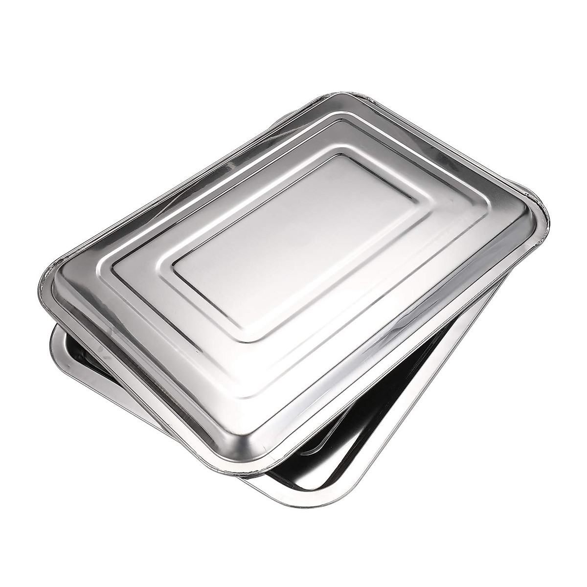 Tattoo Stainless Steel Tray,2 Pack Stainless Steel Tattoo Trays 13.5" X 10" Dental Medical Tray Body Piercing Instrument Tray Flat Tool for Tattoo Supplies (2)