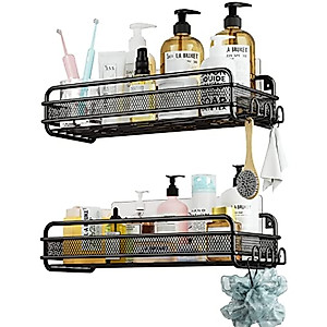 RelaxScene Shower Caddy Shelf - Self Adhesive 3-Pack Bathroom Shower Organizer Suction Storage with Soap Holder Shower Shampoo Holder Shelves Rack for Inside Shower Black