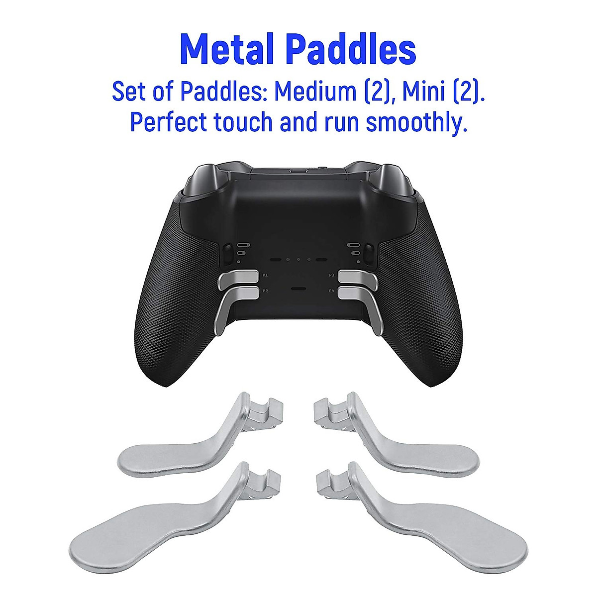 Mcbazel 13 in 1 Metal 6 Swap Thumbsticks Joysticks, 4 Trigger Paddles, 2 D-pads with Adjustment Tool and Carry Case for Xbox One Elite Series 2 Controller - Silver