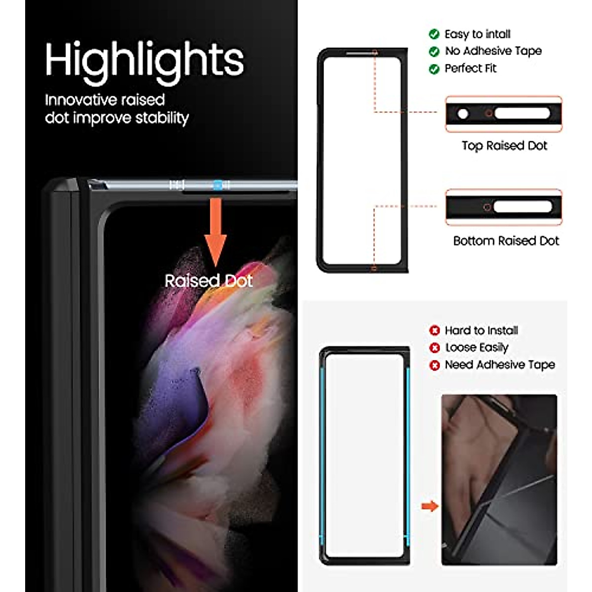 X-FOUR Galaxy z fold 3 case - Magnetic Soft Case Compatible for Samsung Galaxy Z Fold 3 Case 5g Hinge Protection Full Body Dual Layer Shockproof Smartphone Protective Cover No Adhesive, Red