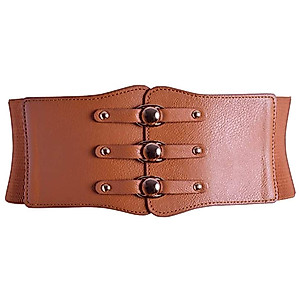 Nanxson Womens Elastic Wide Waist Band Tied Waspie Corset Obi Waist Belt PDW0077 (brown)