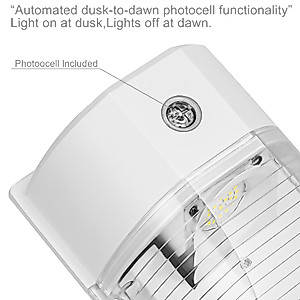 CINOTON 26W LED Wall Pack Light with Dusk to Dawn Sensor, 3000LM[100-277Vac/160W HID/HPS Equiv.] IP65 Waterproof Outdoor Security Flood Lighting for Garage Warehouse Garden 5000K-Daylight 2 Pack-White